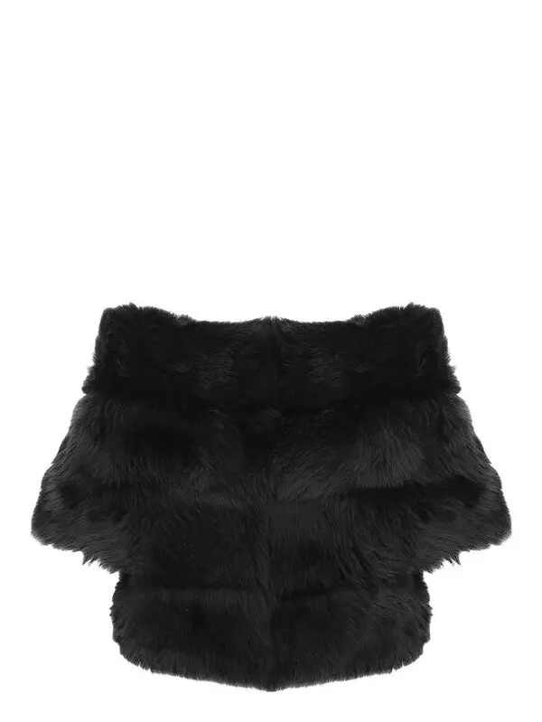 Gorski Merinillo Shearling Lamb Capelet - Black