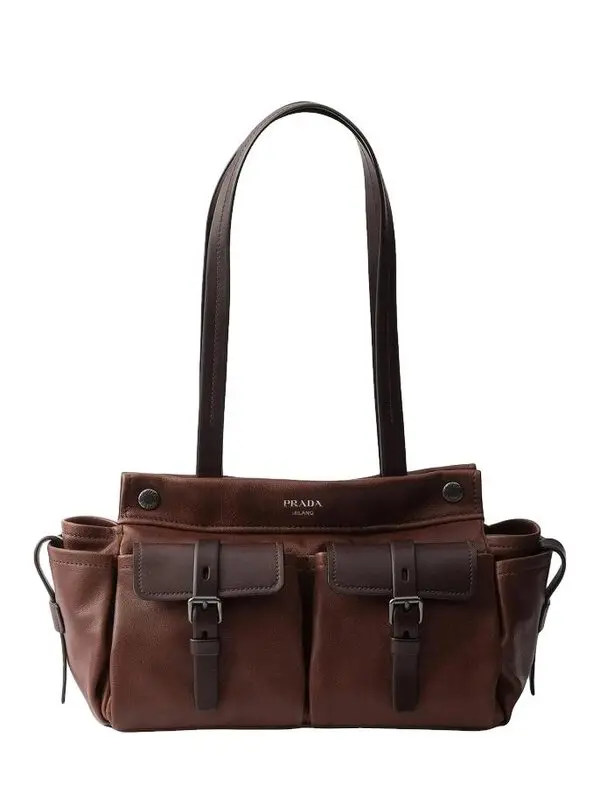 Prada Route Medium Leather Tote Bag - Brown