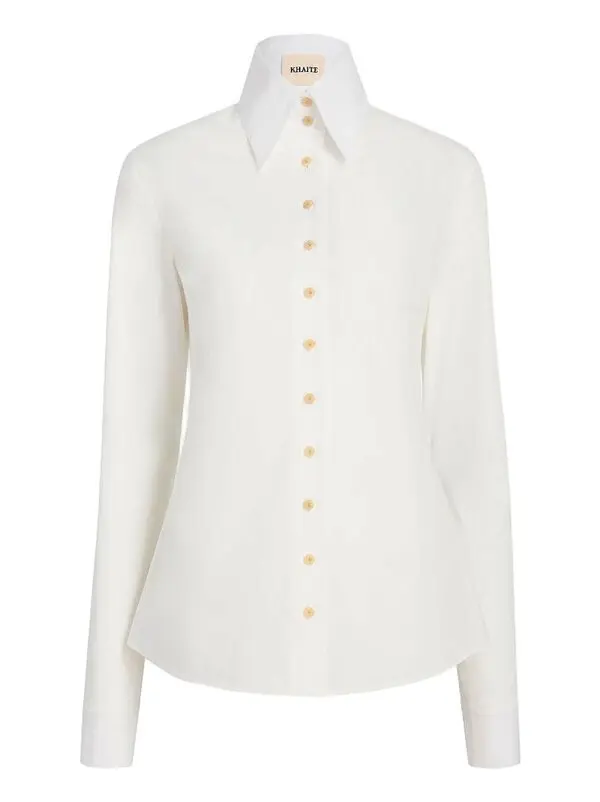 Khaite Ivy Cotton Button-front Top - Chalk