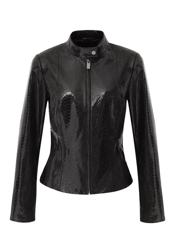 Gorski Metis Suede Python Printed Zip Jacket - Anthracite