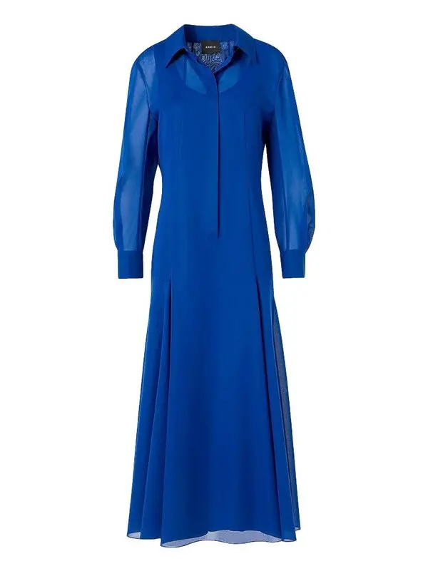 Akris Cotton Voile Back Drawstring Shirtdress - Lapis Blue