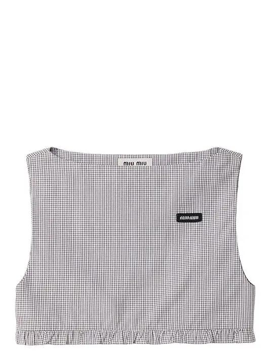 Miu Miu Checked Poplin Crop Top - Multicolor