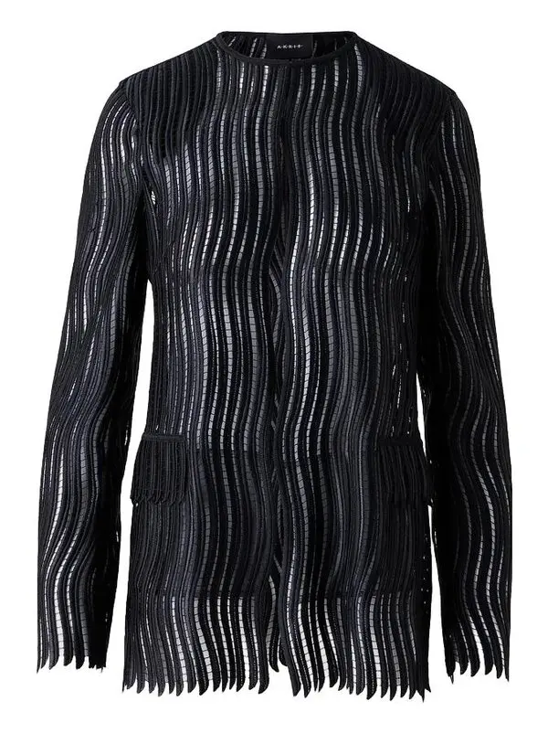 Akris Hekka Wave Guipure Jacket - Black