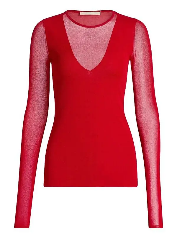 JASON WU Long Sleeve Knit Top - Red