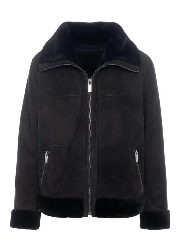 Gorski Merino Shearling Lamb Zip Coat - Black