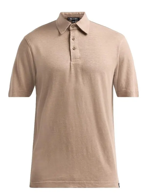 Ag Bryce Stretch-linen Polo Shirt - Cork