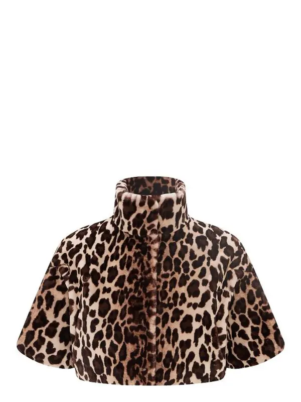 LYLA GRANT Sheared Bolero Coat - Brown Leopard