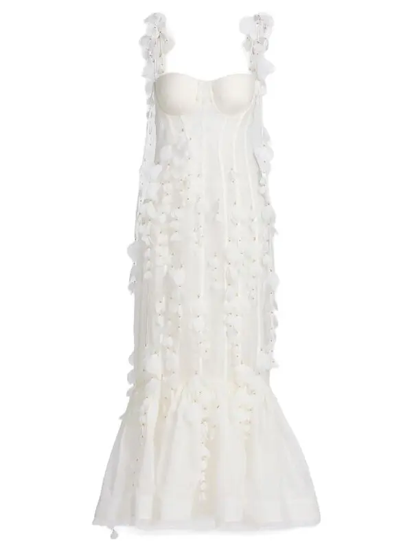 Zimmermann Dawning Petal Linen-silk Midi-dress - Ivory