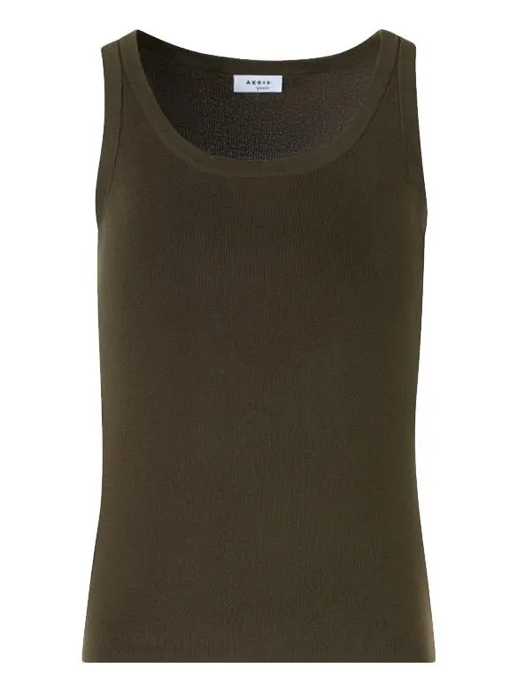 Akris Fitted Cotton Tank - Olive