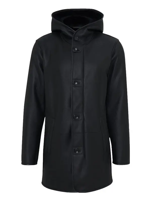Gorski Embossed Select Shearling Lamb Stroller Coat - Black