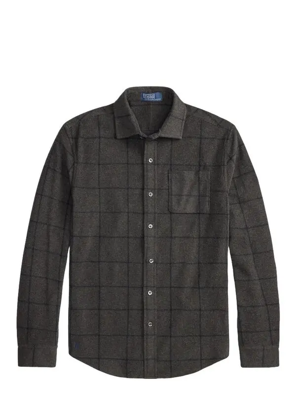 Polo Ralph Lauren Glen Plaid Stretch-knit Flannel Shirt - Grey Multi