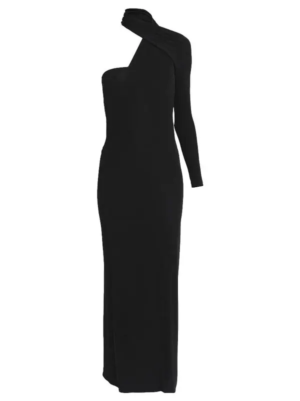 COURREGES One-shoulder Crepe Jersey Gown - Black