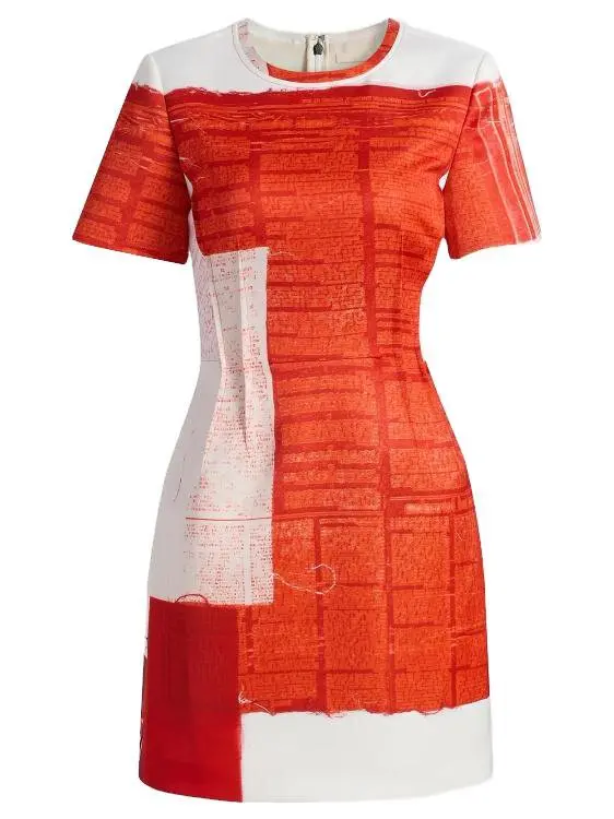 JASON WU Cat Paws Matte Duchess Minidress - Red Multi
