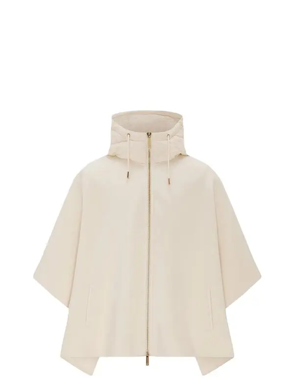 Gorski Select Cashmere And Wool Blend Cape With Down Filled Hood - Ivory