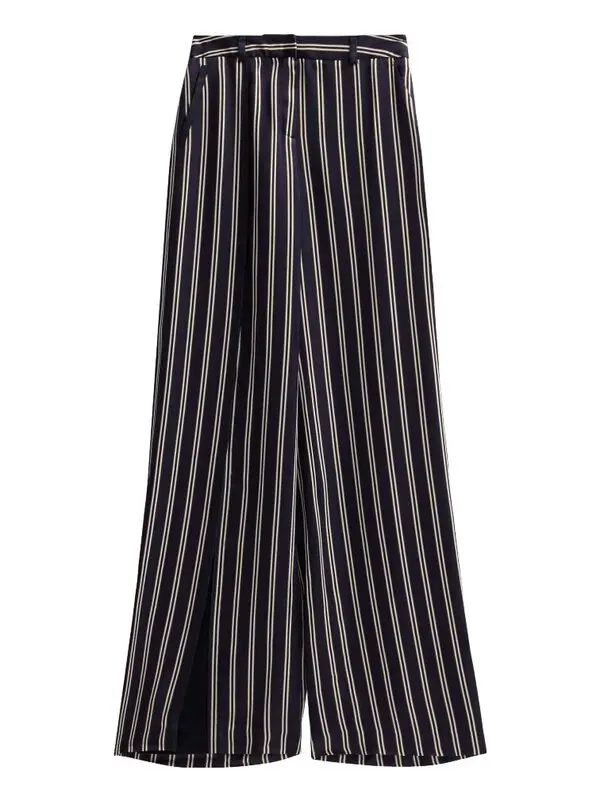 JASON WU Striped Wide-leg Trousers - Deep Navy Multi