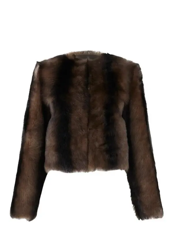 Gorski Toscana Shearling Lamb Collarless Coat - Brown
