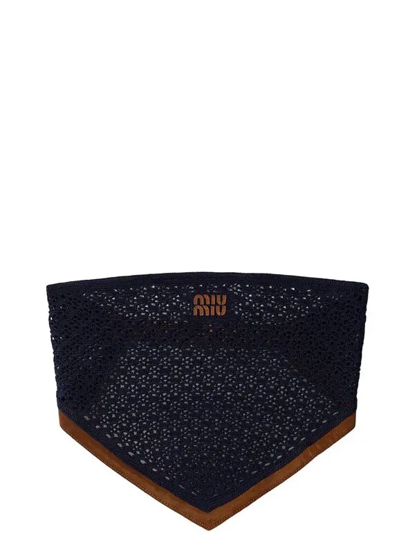 Miu Miu Cotton And Suede Bandana Top - Blue