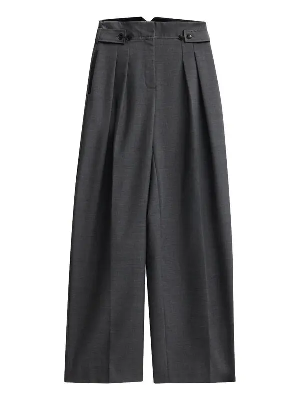 JASON WU Pleat-front Tropical Wool High-rise Trousers - Light Charcoal