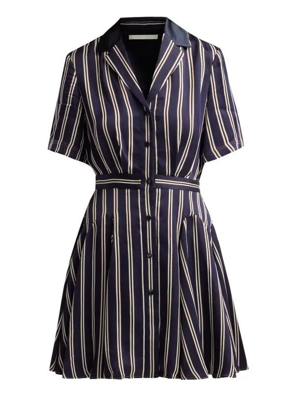 JASON WU Striped Mini Shirtdress - Deep Navy Multi