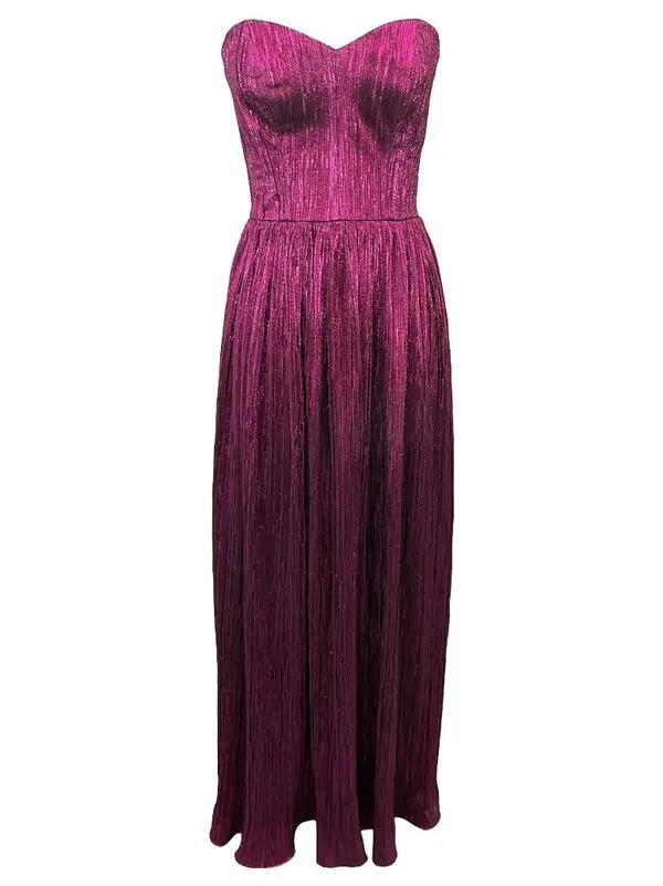 Dress The Population Audrina Pleated Bustier Maxi Dress - Fuchsia