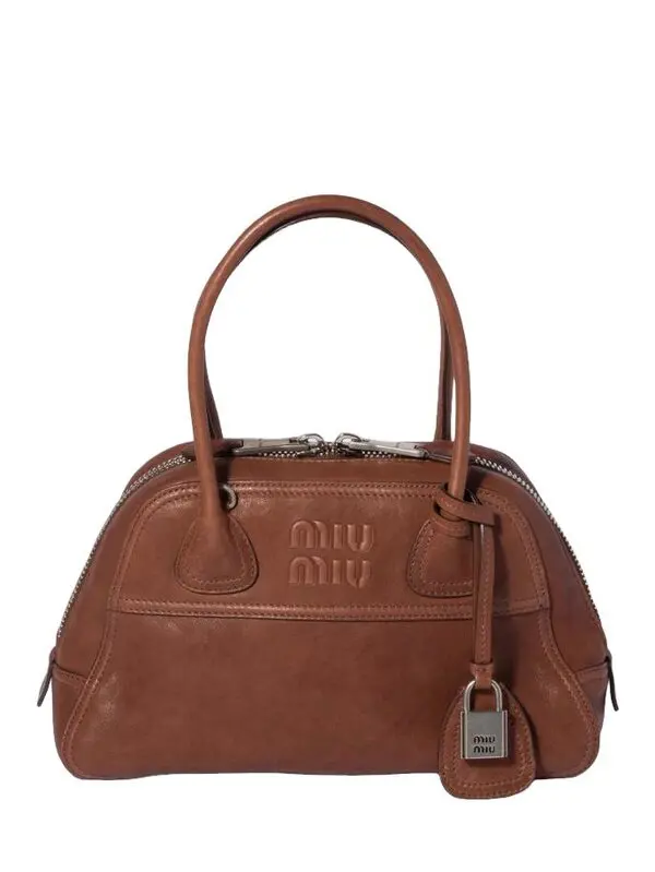 Miu Miu Vivant Nappa Leather Top Handle Bag - Brown