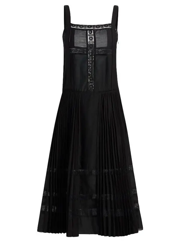 3.1 Phillip Lim Pleated Lace-trimmed Midi-dress - Black