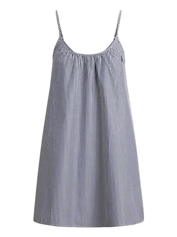 Polo Ralph Lauren Striped Cotton Gathered Mini Slipdress - White Cloud Beacon