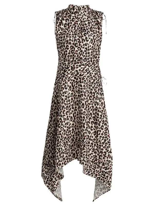 3.1 Phillip Lim Leopard-print Silk-blend Ruched Midi-dress - Chalk Multi
