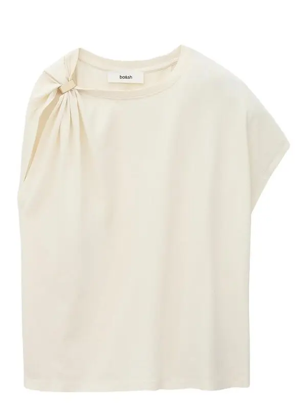 Ba&sh Allia Asymmetric Cotton T-shirt - Ecru