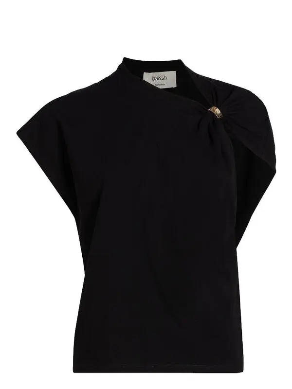 Ba&sh Allia Asymmetric Cotton T-shirt - Noir