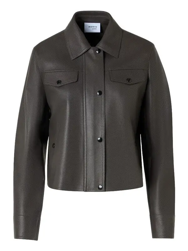 Akris Leather Motorbike Jacket - Olive