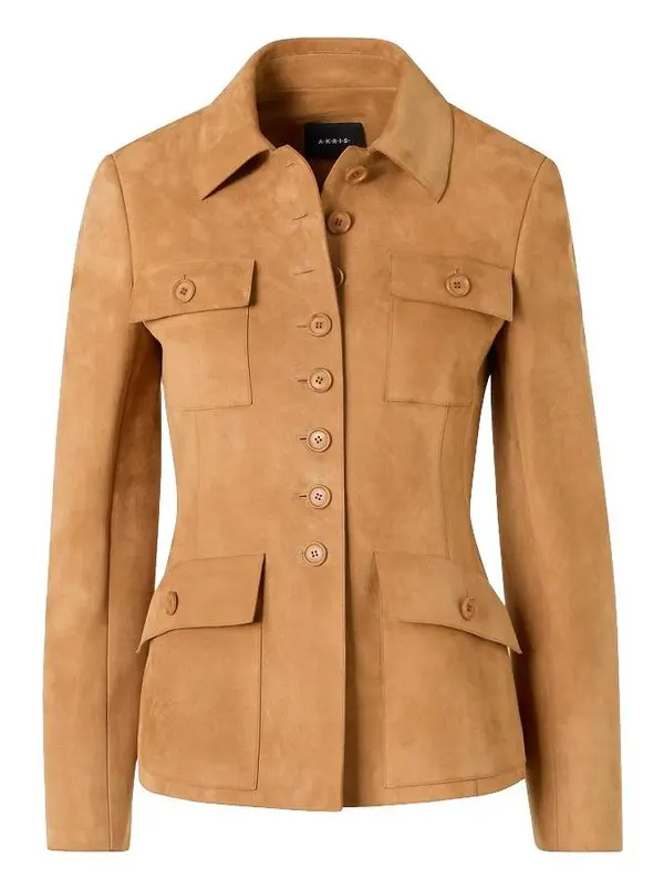 Akris Delia Suede Utility Jacket - Camel
