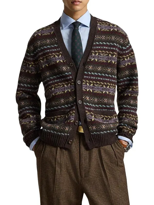 Polo Ralph Lauren Fair Isle-style Wool Cardigan - Brown Multi