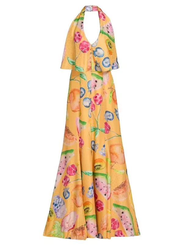 Rosie Assoulin Bat Your Eyelashes Halter Gown - Pineapple