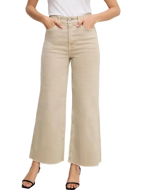Good American Good Skate Wide-leg Crop Jeans - Dune