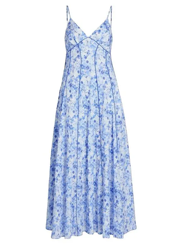 Rosie Assoulin Cami Floral Cotton Poplin Maxi Dress - Blue Multi