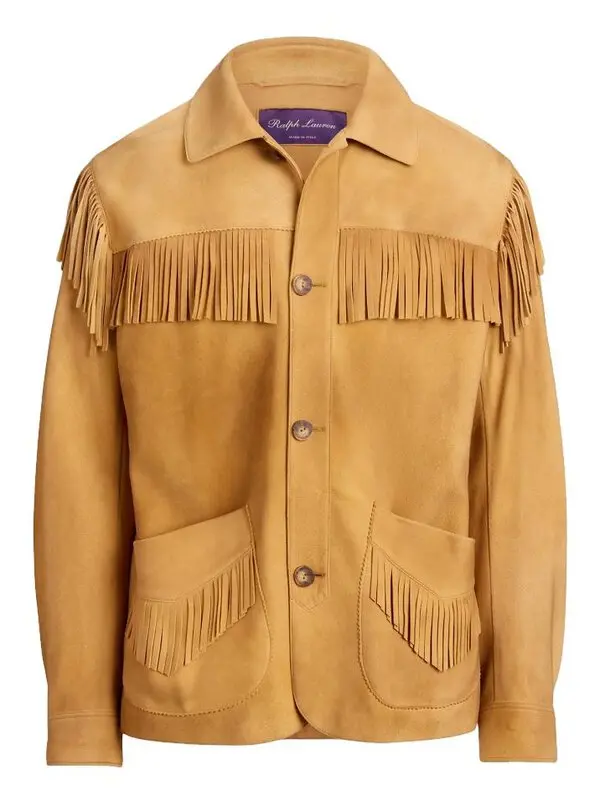 Ralph Lauren Purple Label Carson Fringe Suede Jacket - Camel
