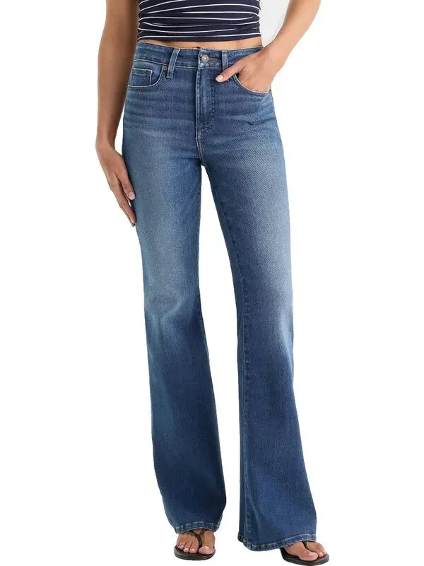 Good American Soft Tech Good Legs Flare Jeans - Indigo