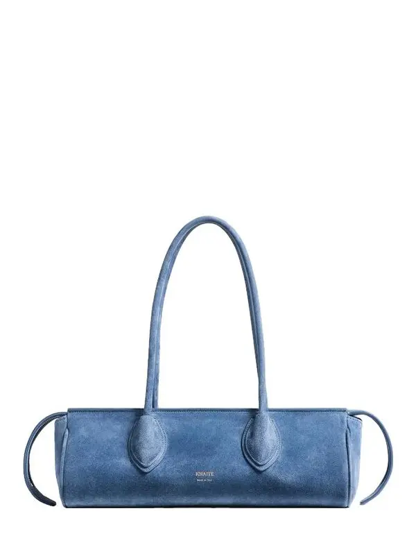 Khaite Donna Soft Suede E/w Shoulder Bag - Cloud Iris