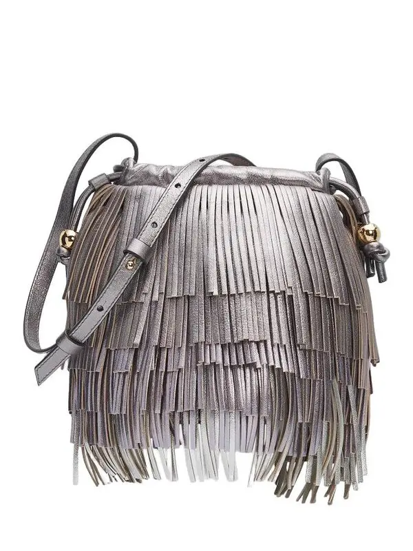 Zimmermann Leather Fringe Crossbody Bag - Silver