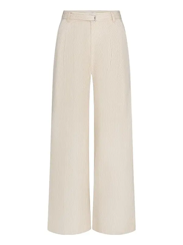 FRAME The Striped Wide-leg Pants - Ecru Multi