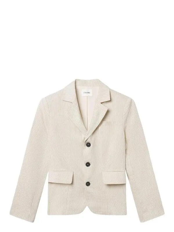 FRAME Striped Cotton-blend Single-breasted Blazer - Ecru Multi