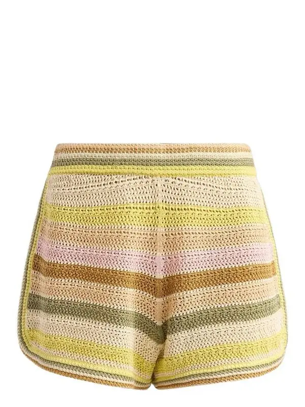 Zimmermann Indra Stripe Crochet Cotton Shorts - Multi