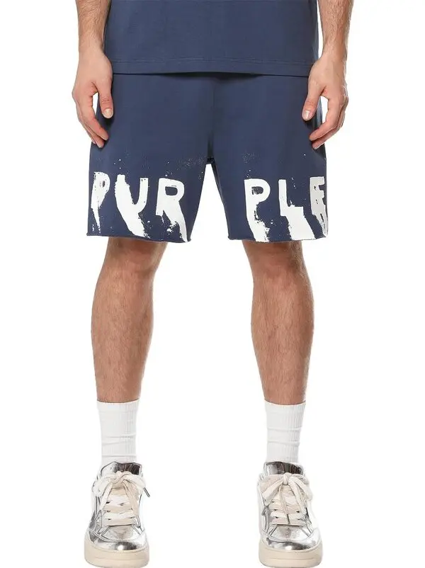 PURPLE BRAND Logo Fleece Shorts - Blue