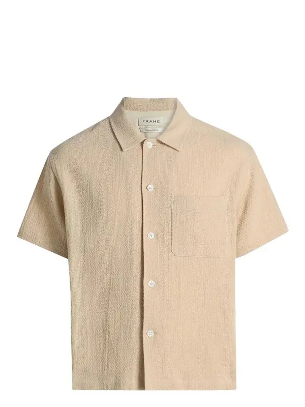 FRAME Open Weave Short-sleeve Button-front Shirt - Light Stone