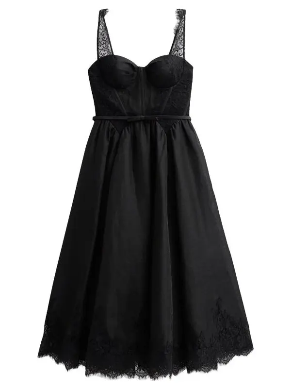 Zimmermann Valiant Linen-silk Lace-trim Midi Dress - Black