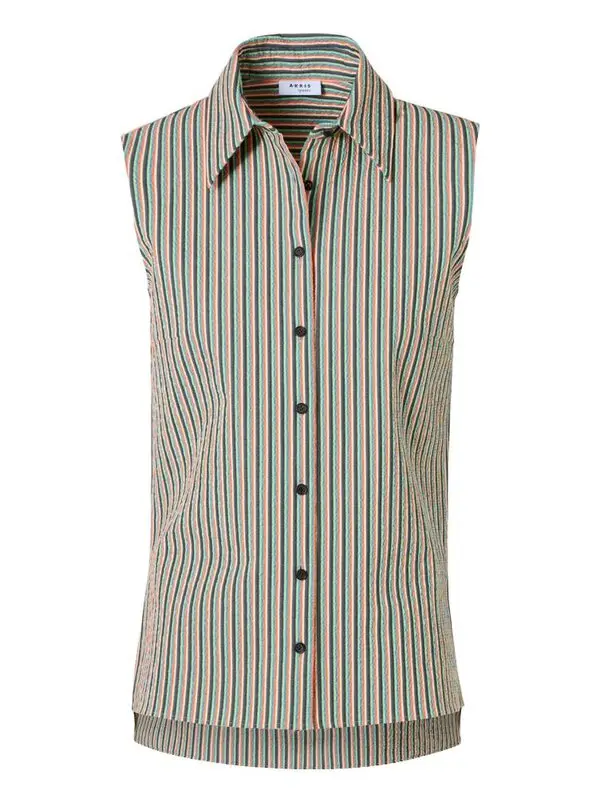 Akris Seersucker Striped Cotton Blouse - Multi