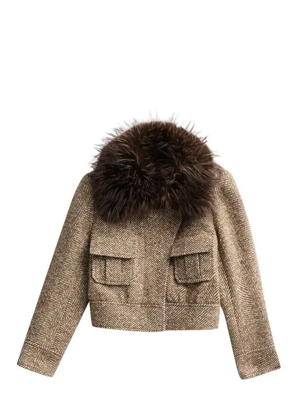 Zimmermann Valiant Faux Fur Collar Biker Jacket - Camel