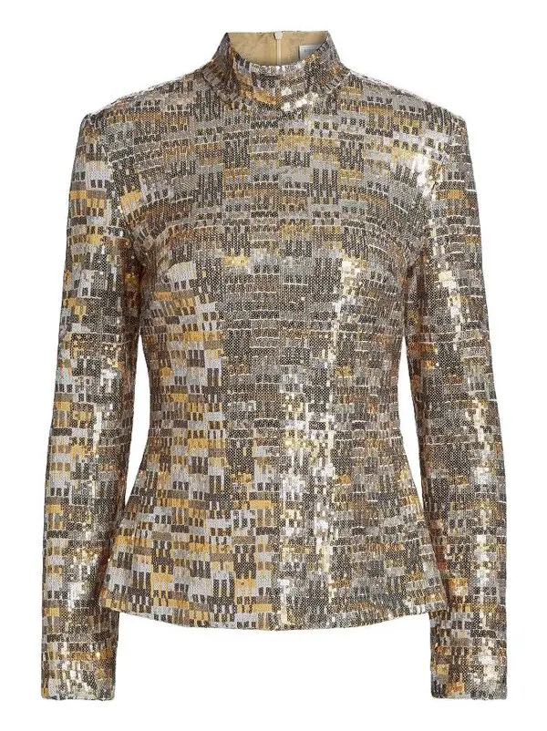 Rosetta Getty Bauhuas Mesh Sequined Top - Multi