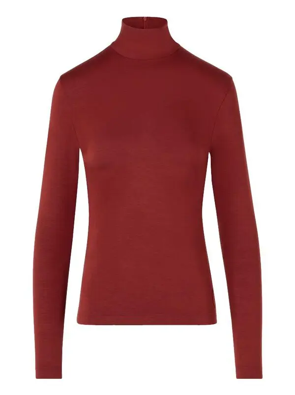 Akris Mock Neck Turtleneck Jersey Top - Copper